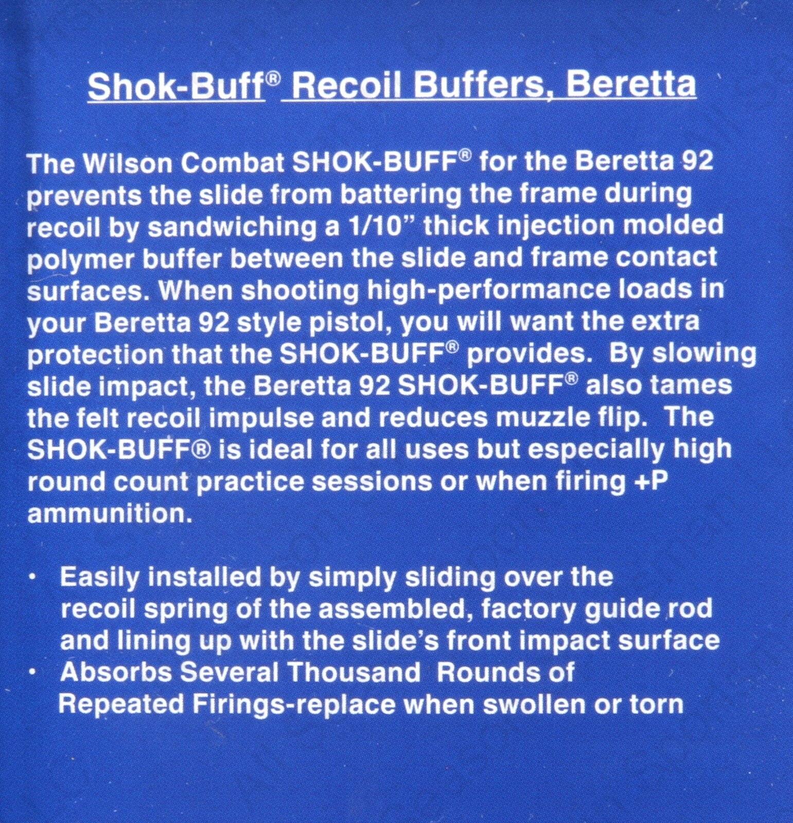 Wilson Combat Shok-Buff Recoil Buffers For Beretta 92/96/M9/Taurus PT ...