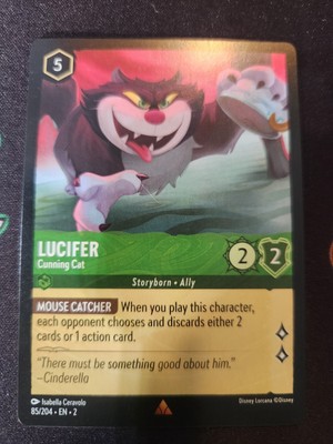 EXACT CARD PICTURED Disney Lorcana Floodborn EN2-085 Lucifer Cunning ...