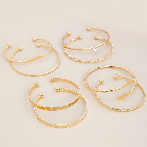 8Pcs Metal Bangles Set For Women Adjustable Opening Bracelet Fashion ...