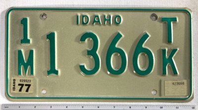 1977 Idaho "Madison County" Truck License Plate 1/M 1 366 T/K | eBay
