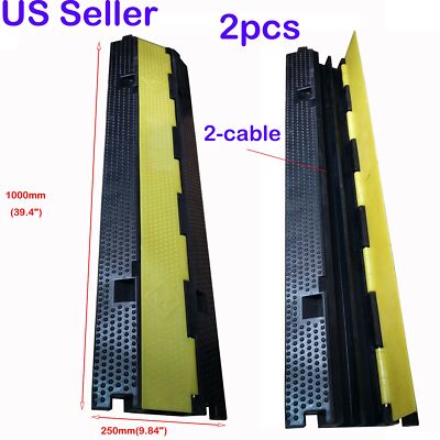 2PCS 2-Cable Rubber Electrical Wire Protector Wire Cover Ramp Snake ...