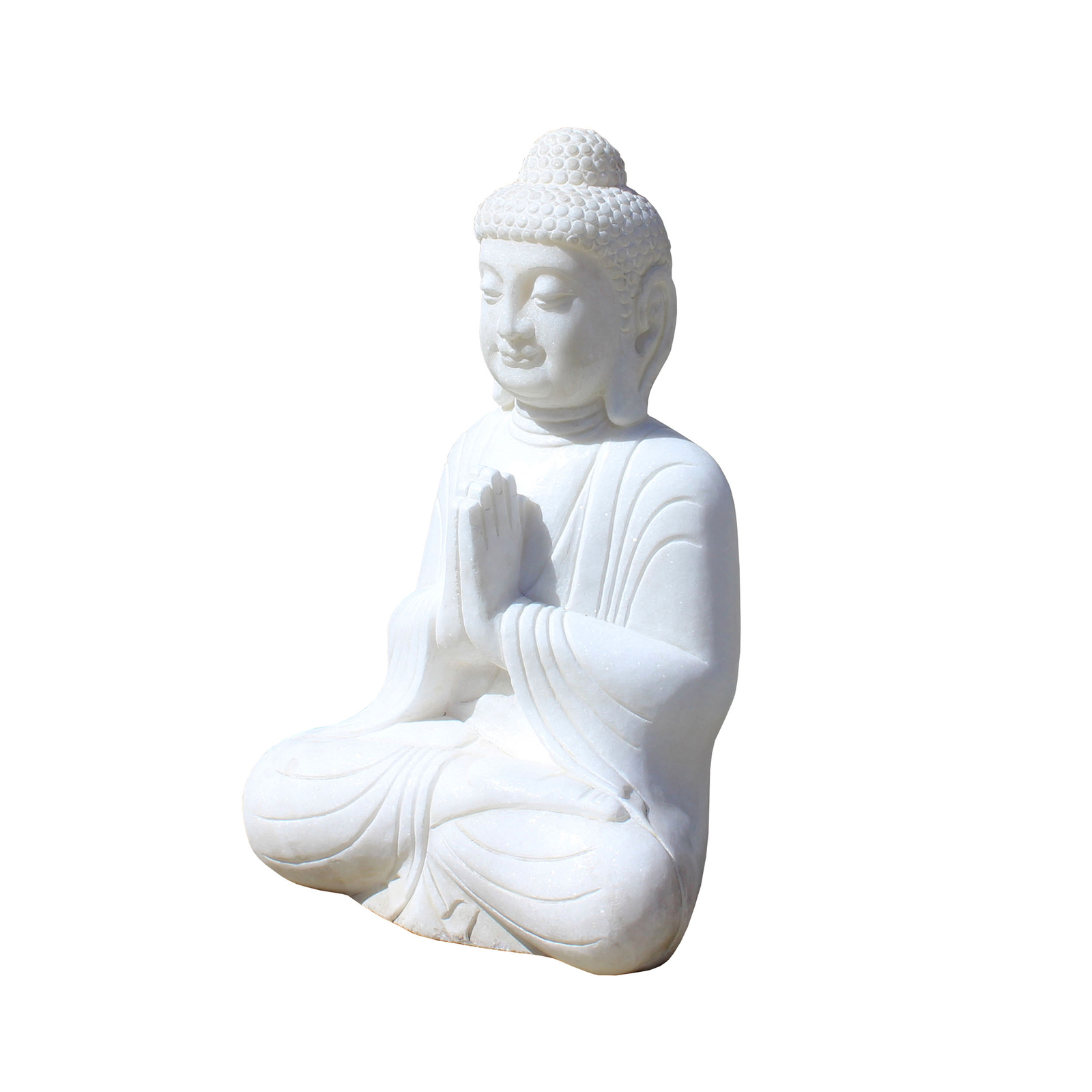 Asian Indoor Outdoor White Stone Lotus Sitting Meditate Buddha Figure ...