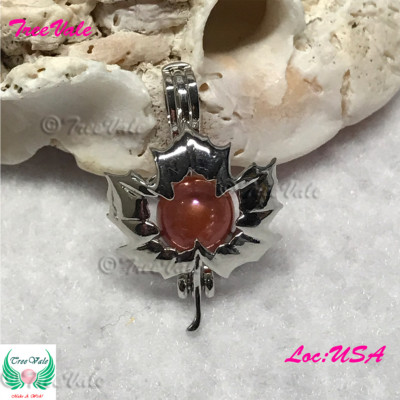 Solstice Maple Leaf - Silver Plated - Locket Pearl Cage Pendant - Hold ...