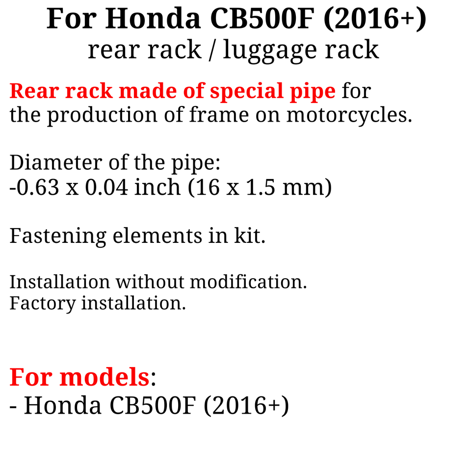 For Honda CB 500 F Rear rack CB500F Rear luggage rack for bags and case ...