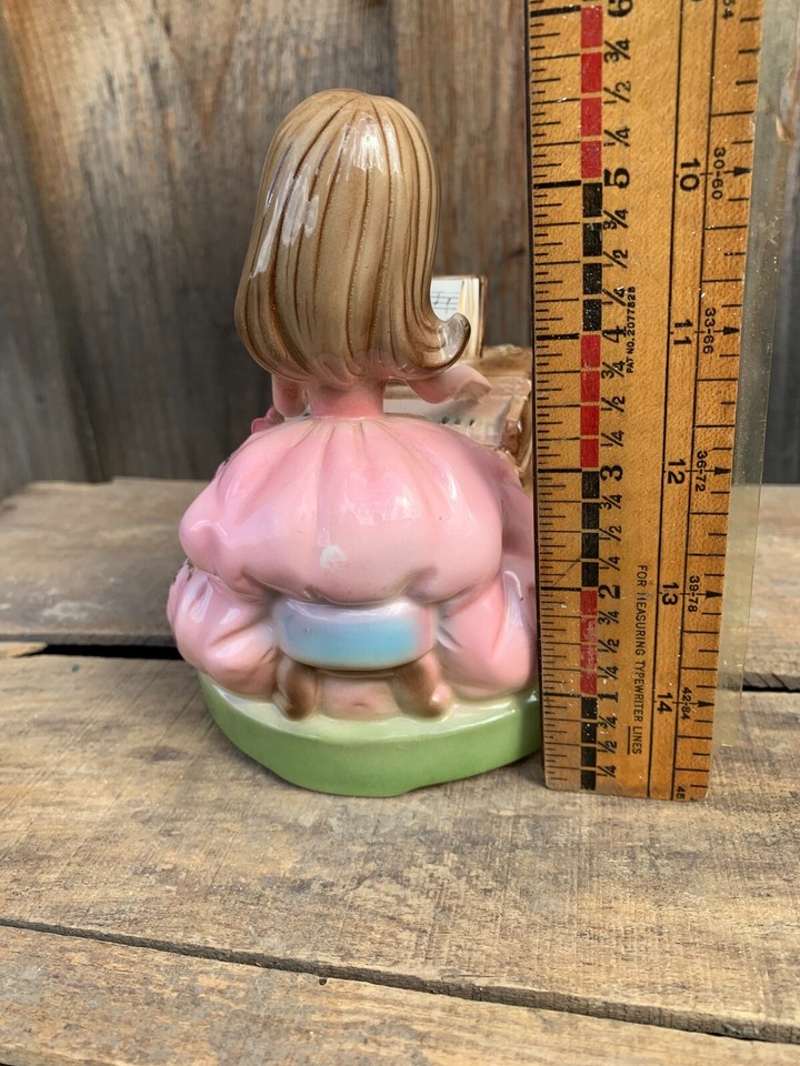 Vintage Josefs Original RARE Piano Music BOX Girl Playing With Cat Wind ...