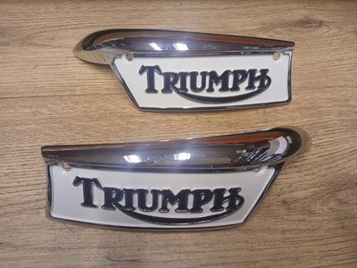 CHROME RIGHT LEFT TANK BADGES T100 T120 T140 T150 BONNEVILLE - 82-9700 ...