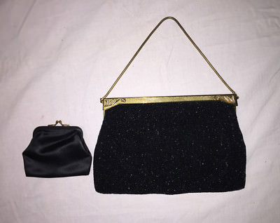 Vintage Magid Black & Gold Hand Beaded Evening Bag Purse Handbag | eBay