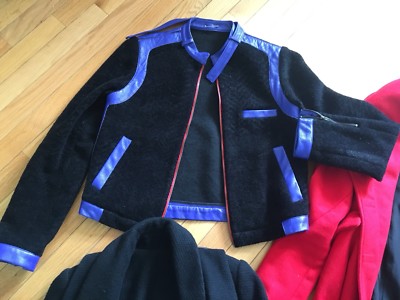 Kymerah Very Rare Jacket Wool Lamb Leather Black Red Blue RARE Small 4 ...