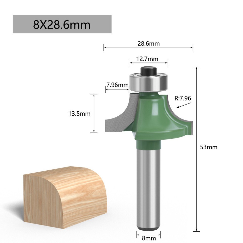 Round Over Edge Forming Profile Router Bit 8mm Shank 3/16" - 1/2 Radius ...