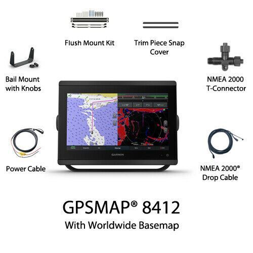 GARMIN GPSMAP 8412 12" CHARTPLOTTER W/WORLDWIDE BASEMAP 010-02092-00 ...