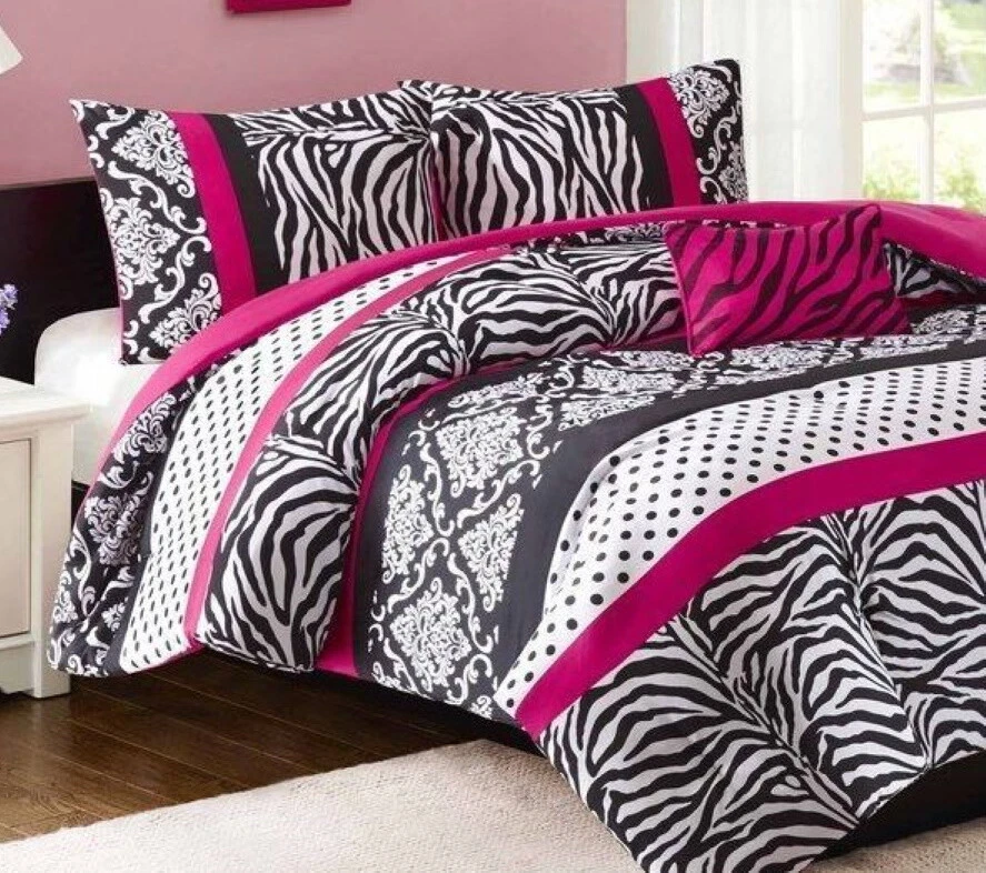 Pink And White Zebra Print Bedding