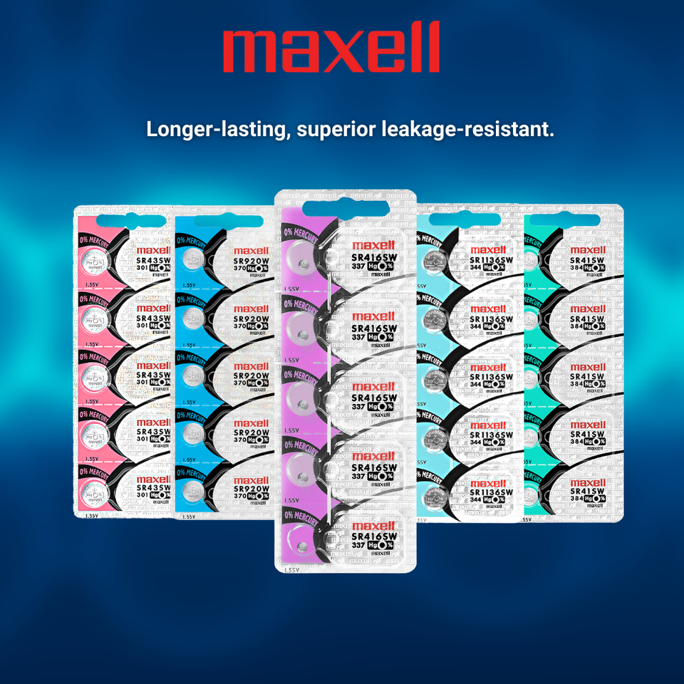 Maxell 337 SR416SW Silver Oxide Watch Batteries (50 Batteries) | eBay