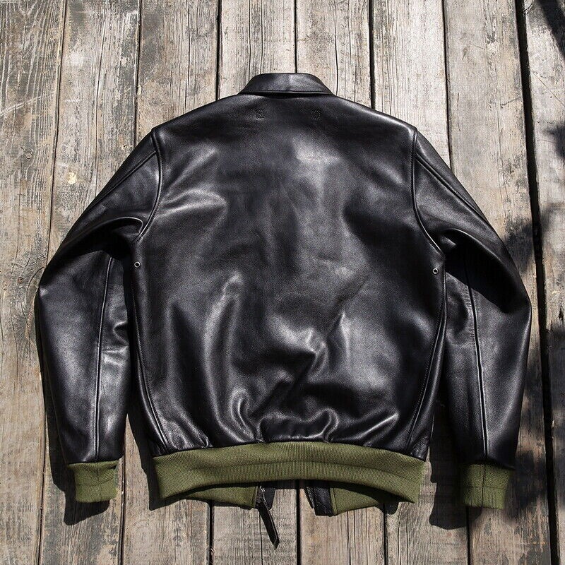 Men Cowhide Napa Cow Leather American Casual Retro A2 Bomber Flight ...