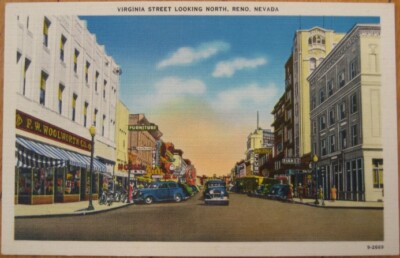 Reno, NV 1940 Linen Postcard: Virginia Street / Downtown, North ...