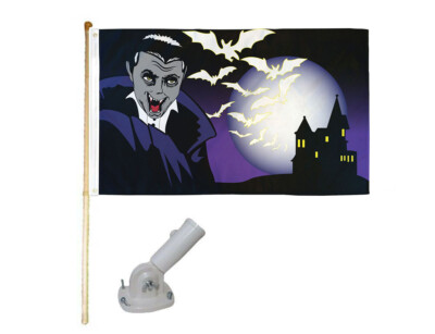 5' Wooden Flag Pole Kit W/ Nylon White Bracket 3x5 Halloween Vampire ...