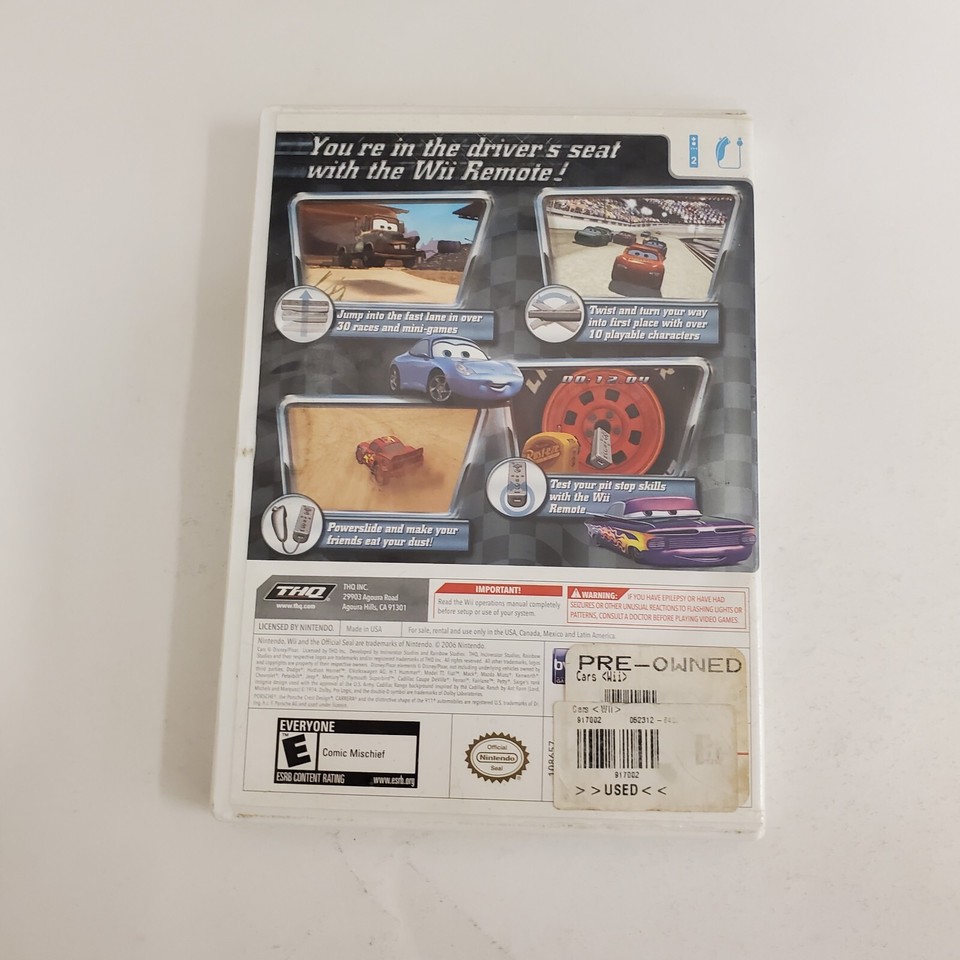 Disney Pixar Cars Nintendo Wii, 2006 THQ - No Manual Tested and Working ...