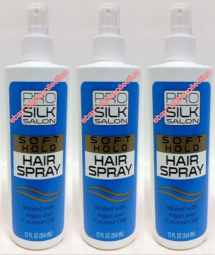 ( LOT 3 ) P.Silk.Salon Soft Hold Hair Spray Argan & Coconut Oils 12 Oz ...