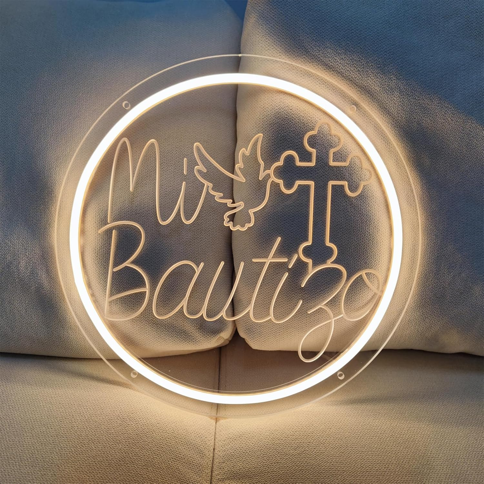 Mi Bautizo Neon Signs for Baptism Decorations, Recuerdos De Bautizo Led ...