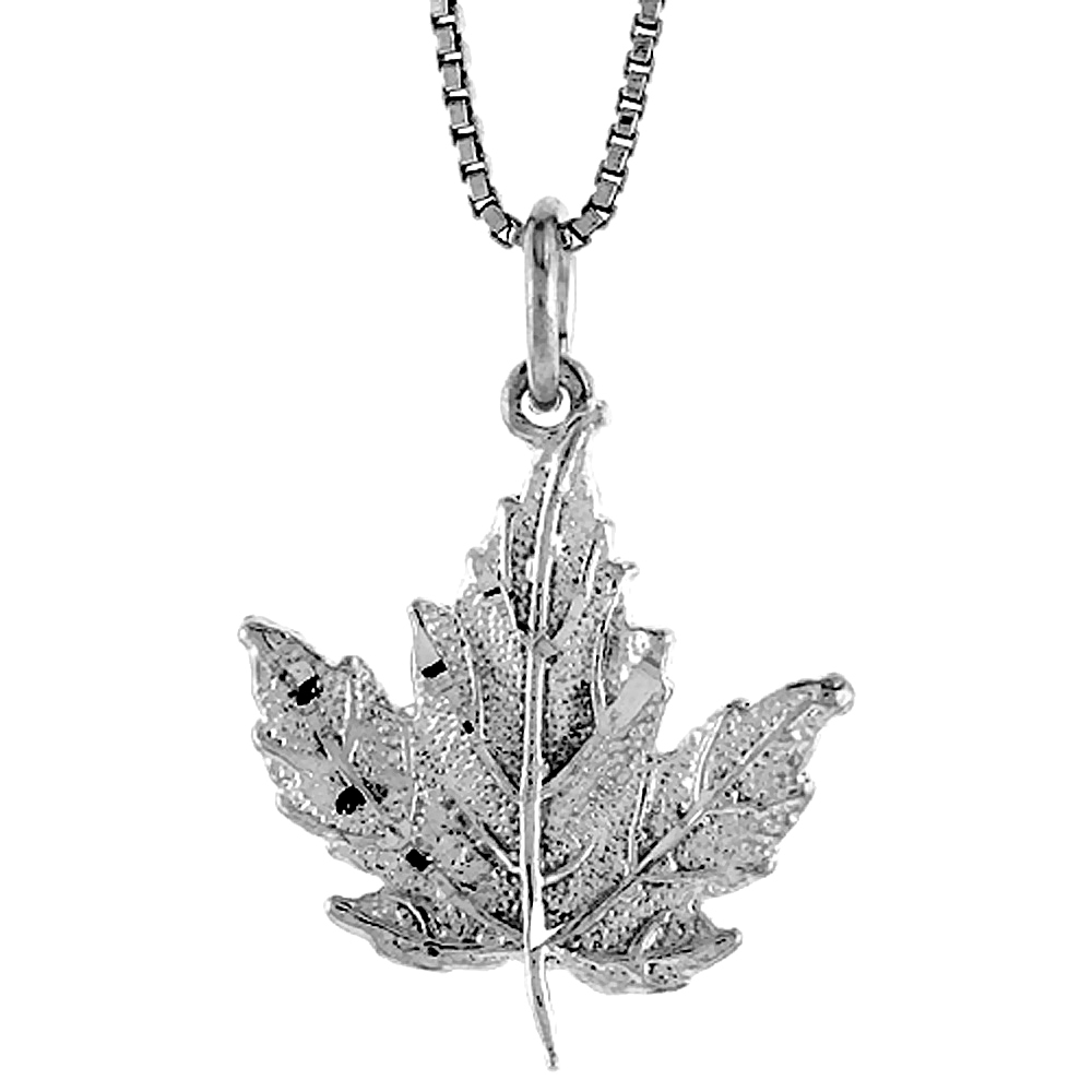 Sterling Silver Maple Leaf Pendant / Charm, Italian Box Chain | eBay