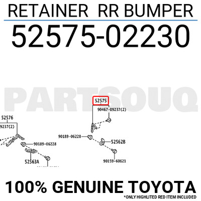 5257502230 Genuine Toyota RETAINER RR BUMPER 52575-02230 | eBay