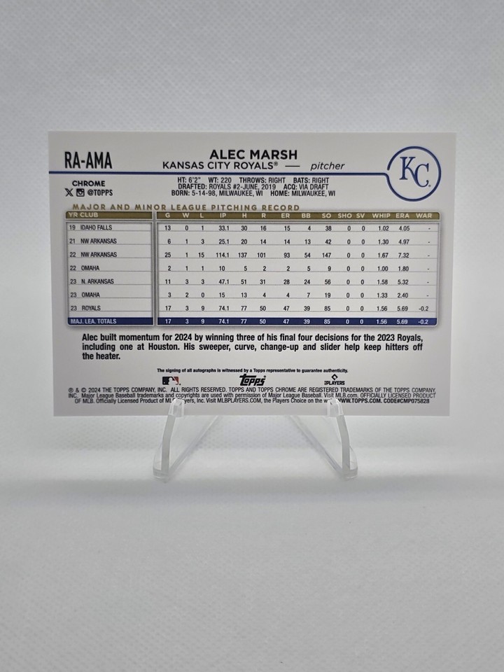 2024 Topps Chrome - Alec Marsh Rookie Autographs #RA-AMA (AU, RC) | eBay