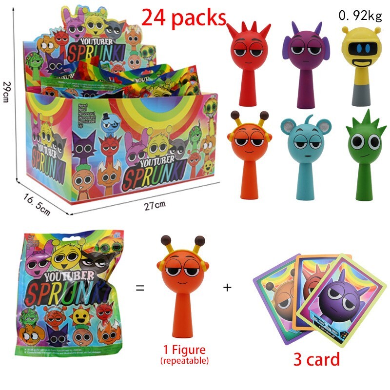 Sprunki Incredibox Figure Card Set Toys Oren Wenda 24 Packs Mini Model ...
