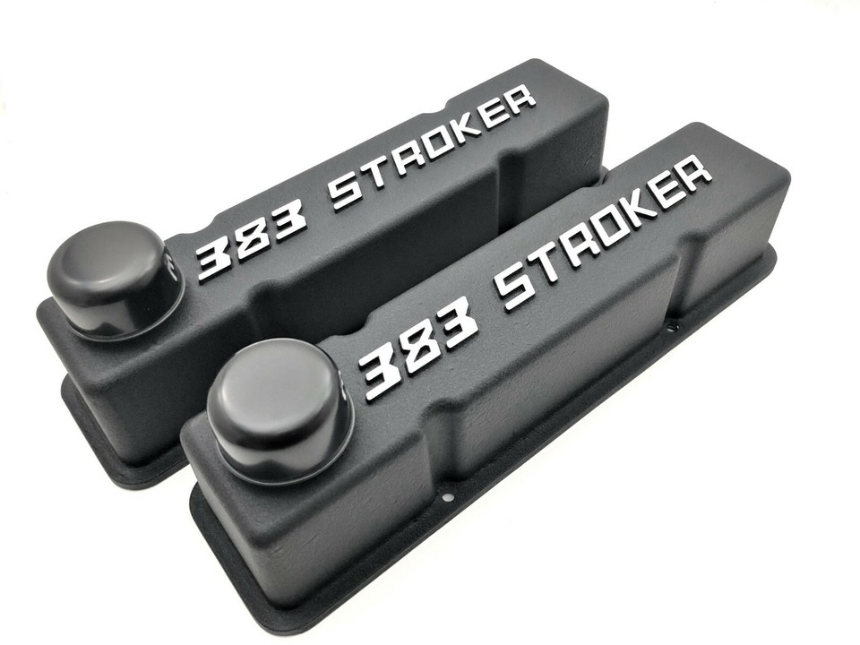 SB Chevy Valve Covers 383 Stroker Logo 58-86 SBC 283 305 327 350 383 ...