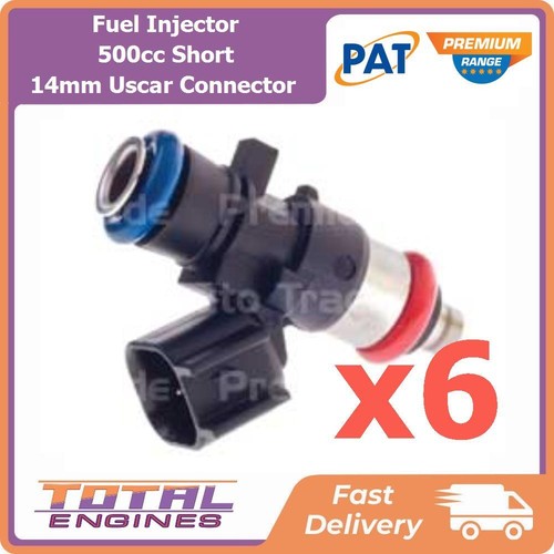 6x PAT Premium Fuel Injector 500cc Short 14mm Uscar Connector fits HSV ...