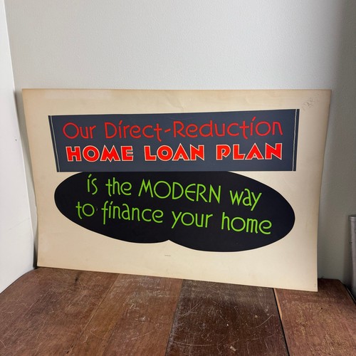 Vintage LARGE Banking Financial Home Loan Advertising Poster 40 x 26 ...