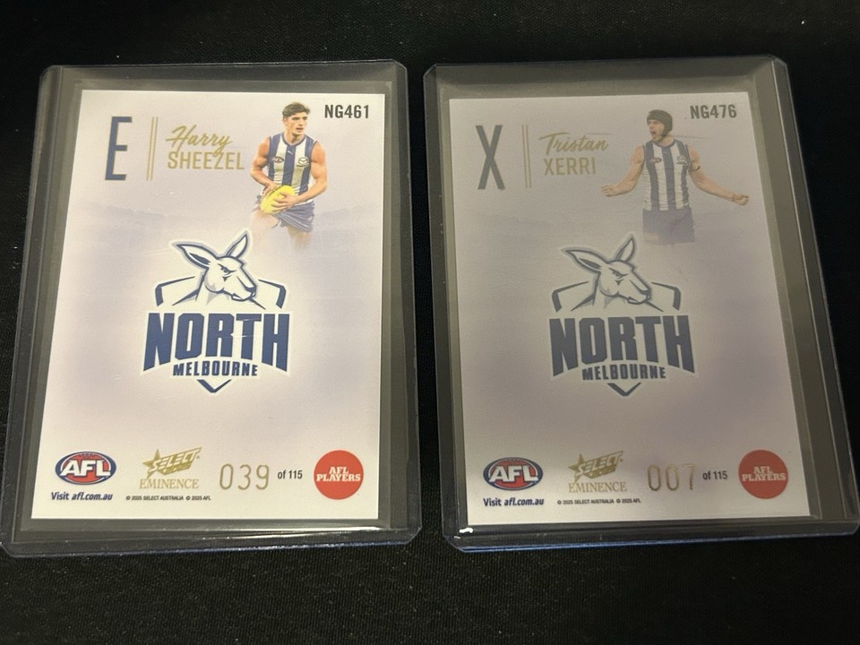 2025 AFL Eminence Nameplate X TRISTAN XERRI 007/115 & Harry Sheezel E ...
