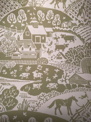 FARROW & BALL Gable Ash Grey W9 Paint Hand Printed Scenic Wallpaper ...
