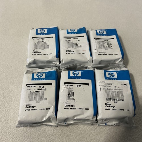 Lot of 6 New Sealed Genuine HP 96 Black Printer Ink Cartridge C8767WN ...