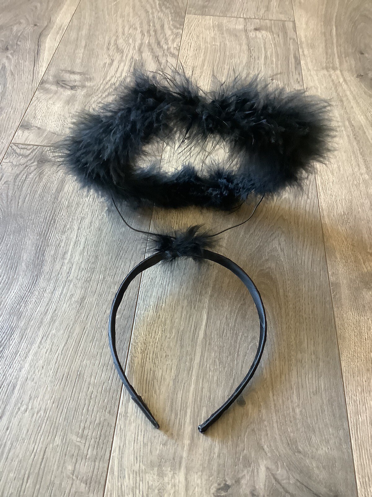 Black Angel Halo Headband Feathered Compact Flexible Lightweight VGUC ...