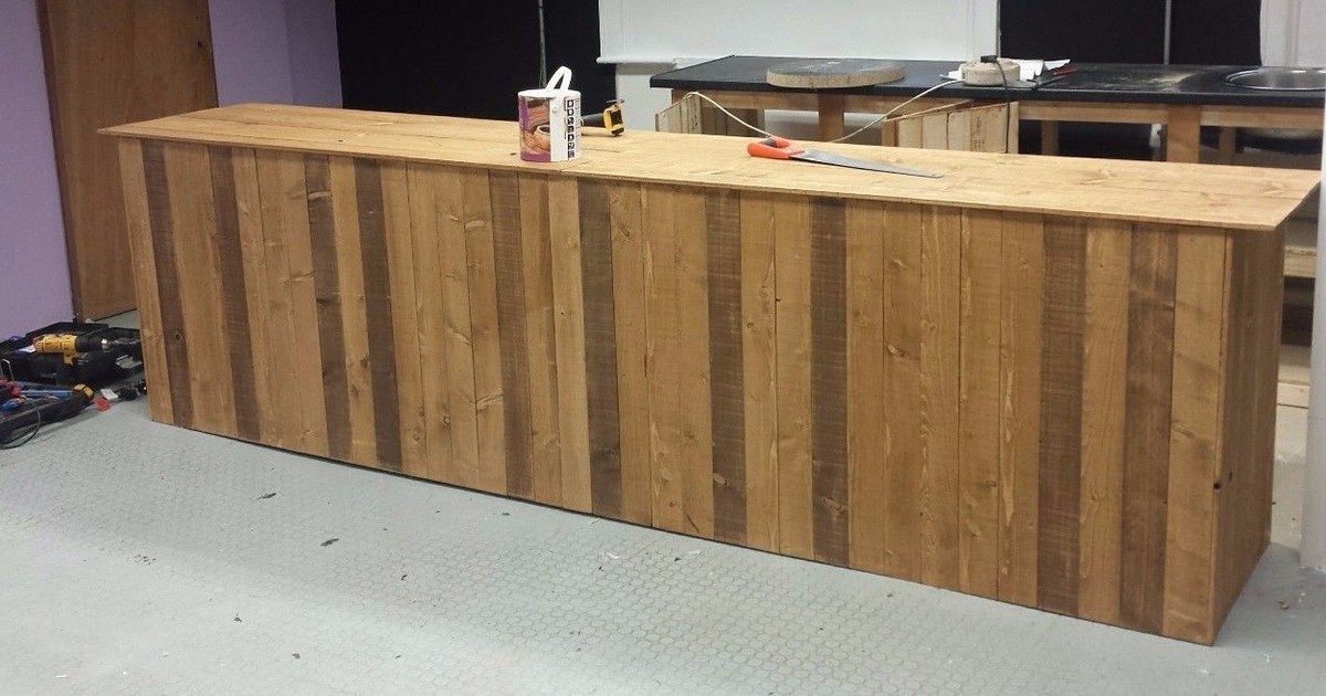 Counter With Pallet Wood DIY Pallet Kitchen Island For Less Than $50!