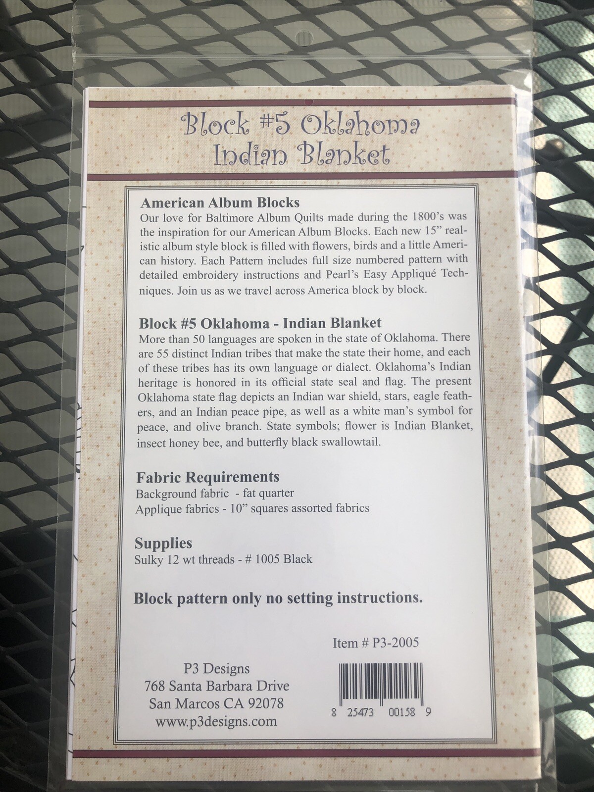 Quilt Applique Pattern American Album Blocks Oklahoma P3-2005 15" | eBay