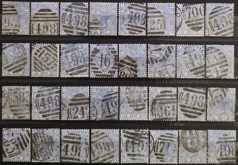 GREAT BRITAIN 1880 Used 2 1/2d Blue Lot of 64 Stamps SG #142 Unchecked ...