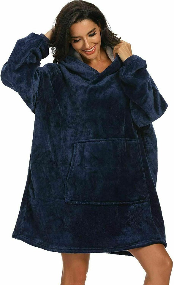UNISEX Hug Snug Fleece Hoodie Blanket Ultra Plush Hooded BIG OODIE ...