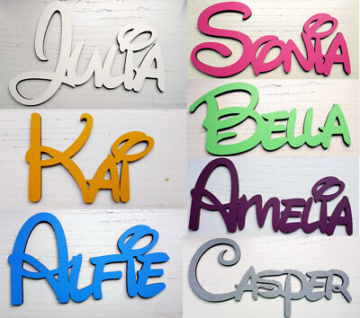 Wooden name sign for kids bedroom door nursery personalised room plaque ...