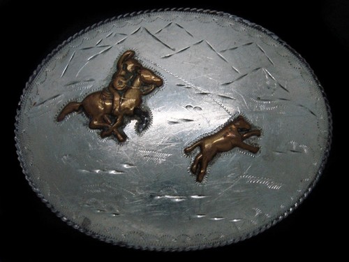 TD09162 VINTAGE 1970s **CALF ROPING** RODEO WESTERN & COWBOY BELT ...