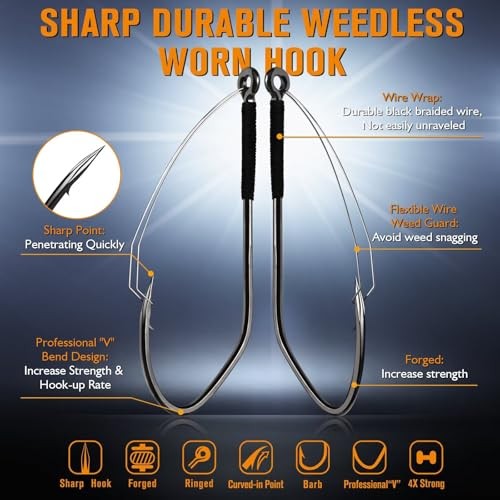 Weedless Worm Hooks Wacky Rig Hooks 2/0 * 30PCS Professional "V ...