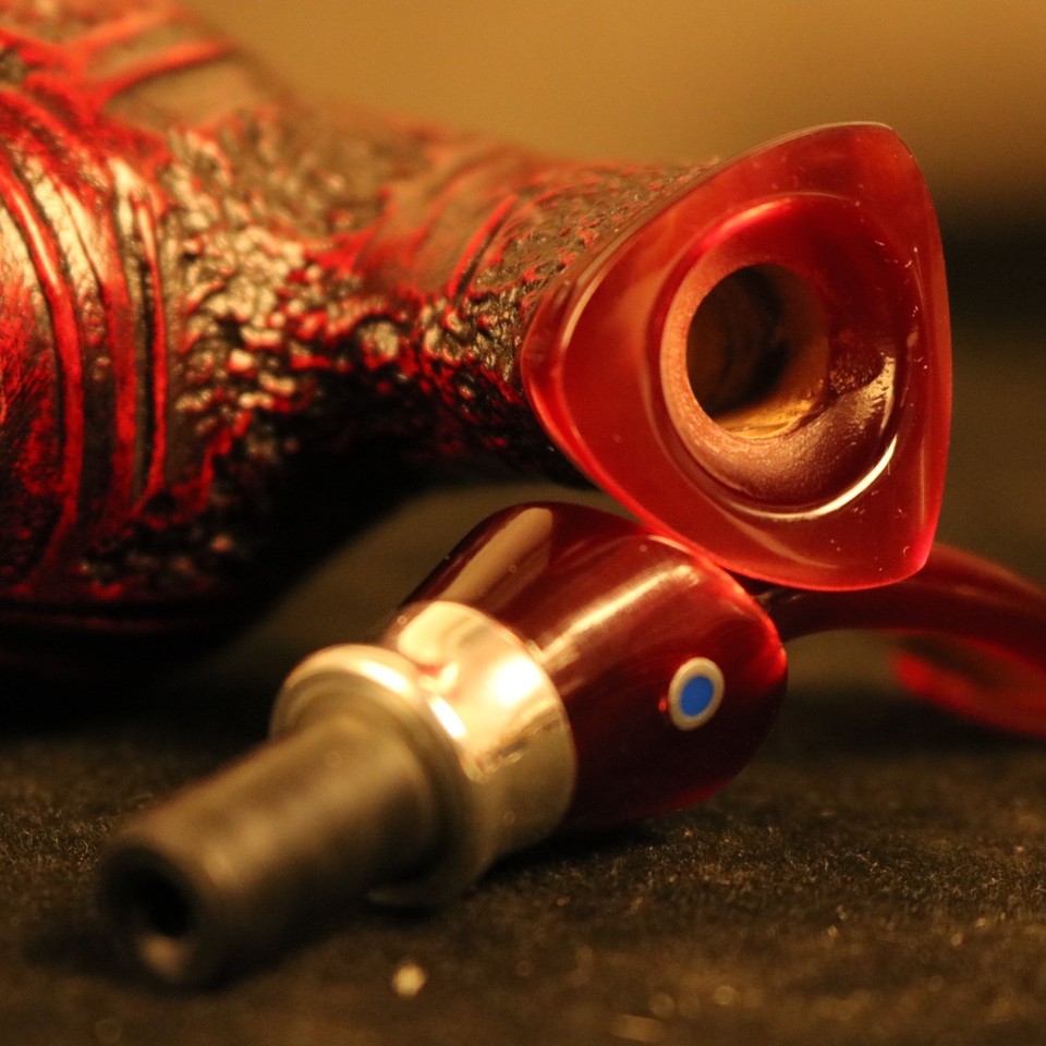 Ardor wine red color rubber slightly curved handmade heatherwood pipe ...