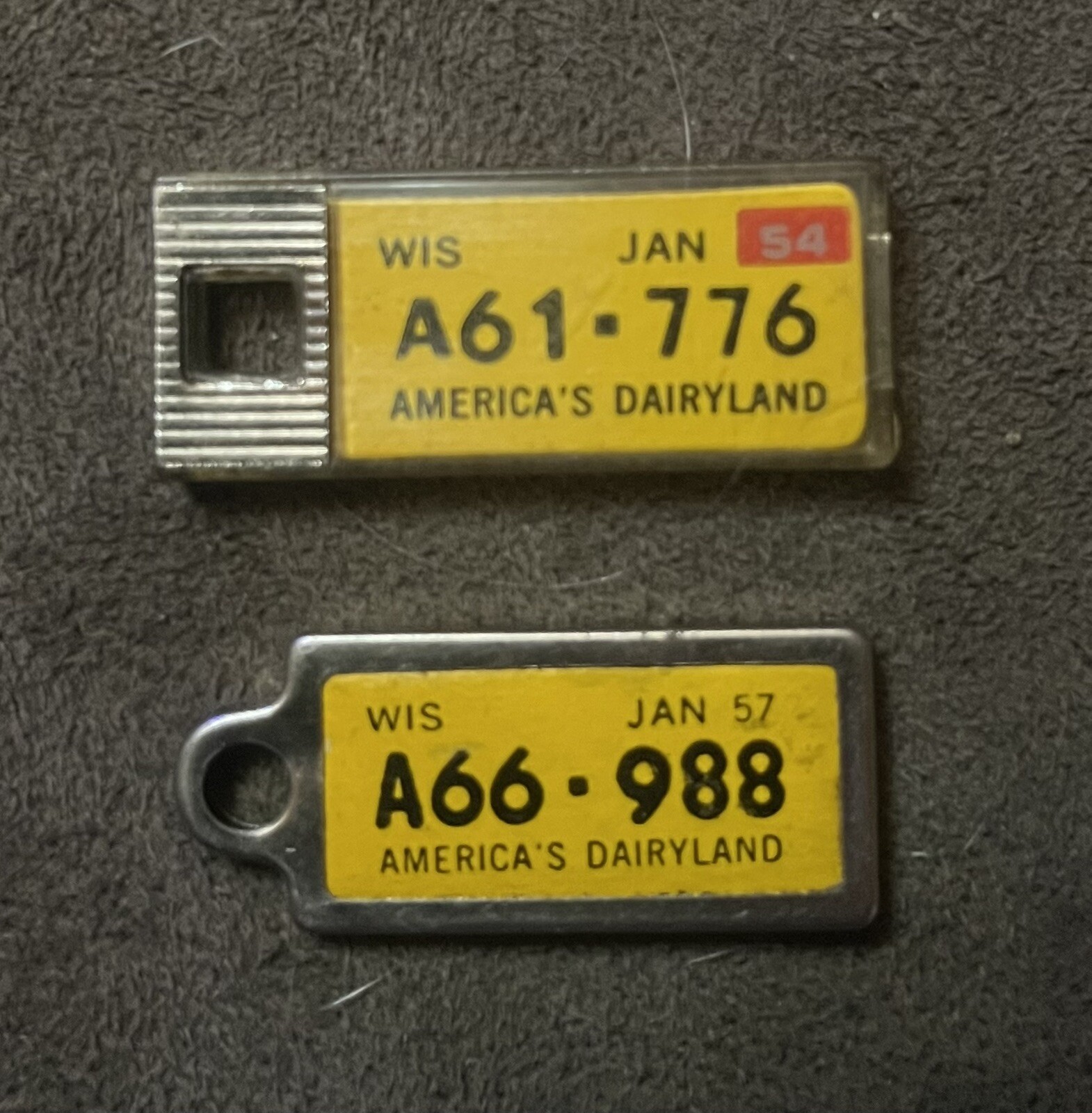2 Vintage 54 57 Wisconsin Disabled American Veterans Mini License Plate ...
