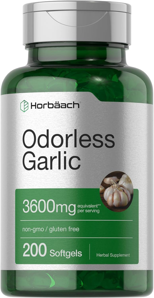 Odorless Garlic 3600mg – Ultra Potent Extract – 200 Softgels – Non-GMO ...