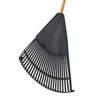 24-Inch Wood and Poly Leaf Rake Ergonomic Handle Easy To Clean for Yard ...