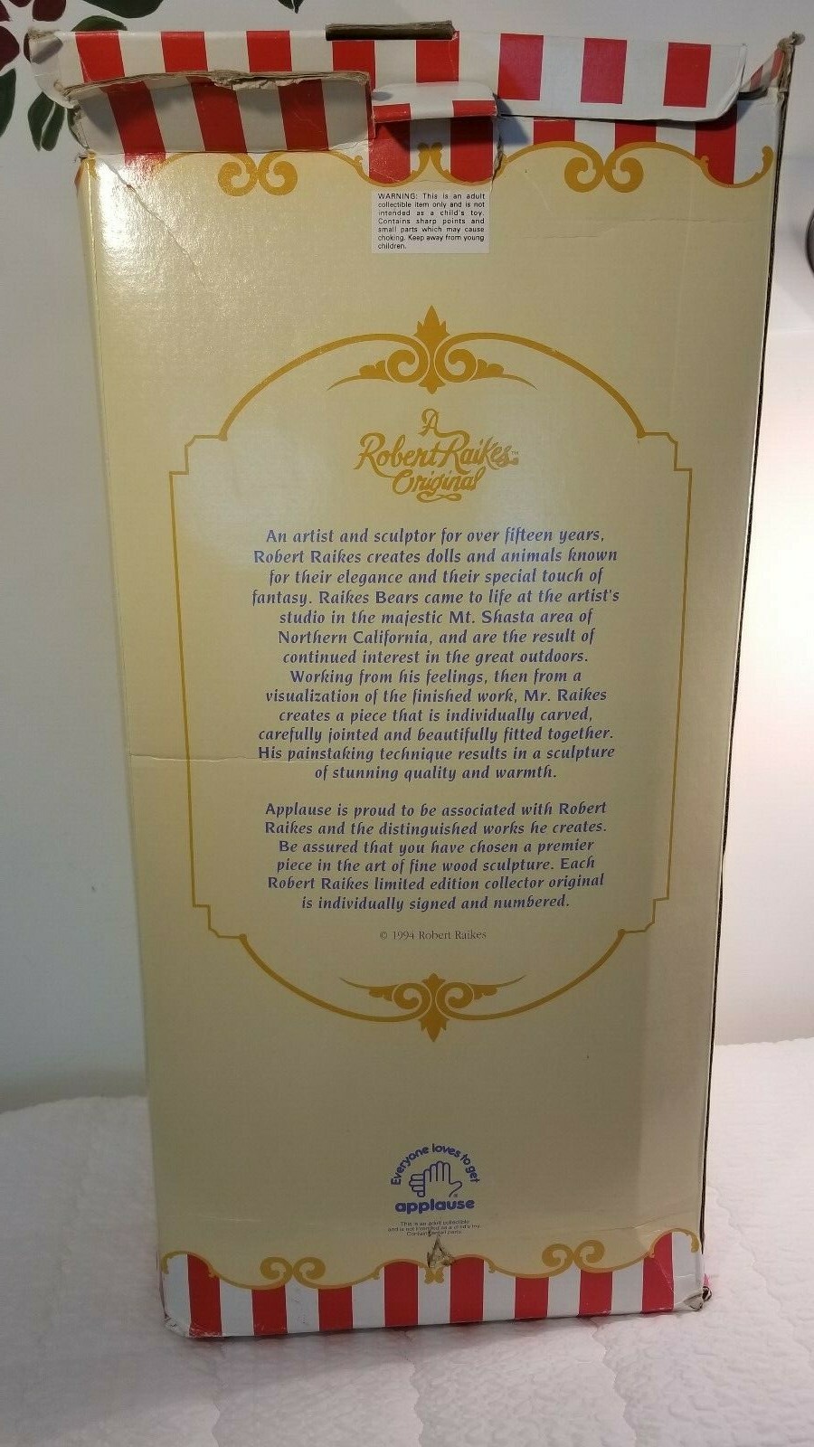 1994 ROBERT RAIKES CIRCUS COLLECTION RINGMASTER BEAR Box, Tag ...