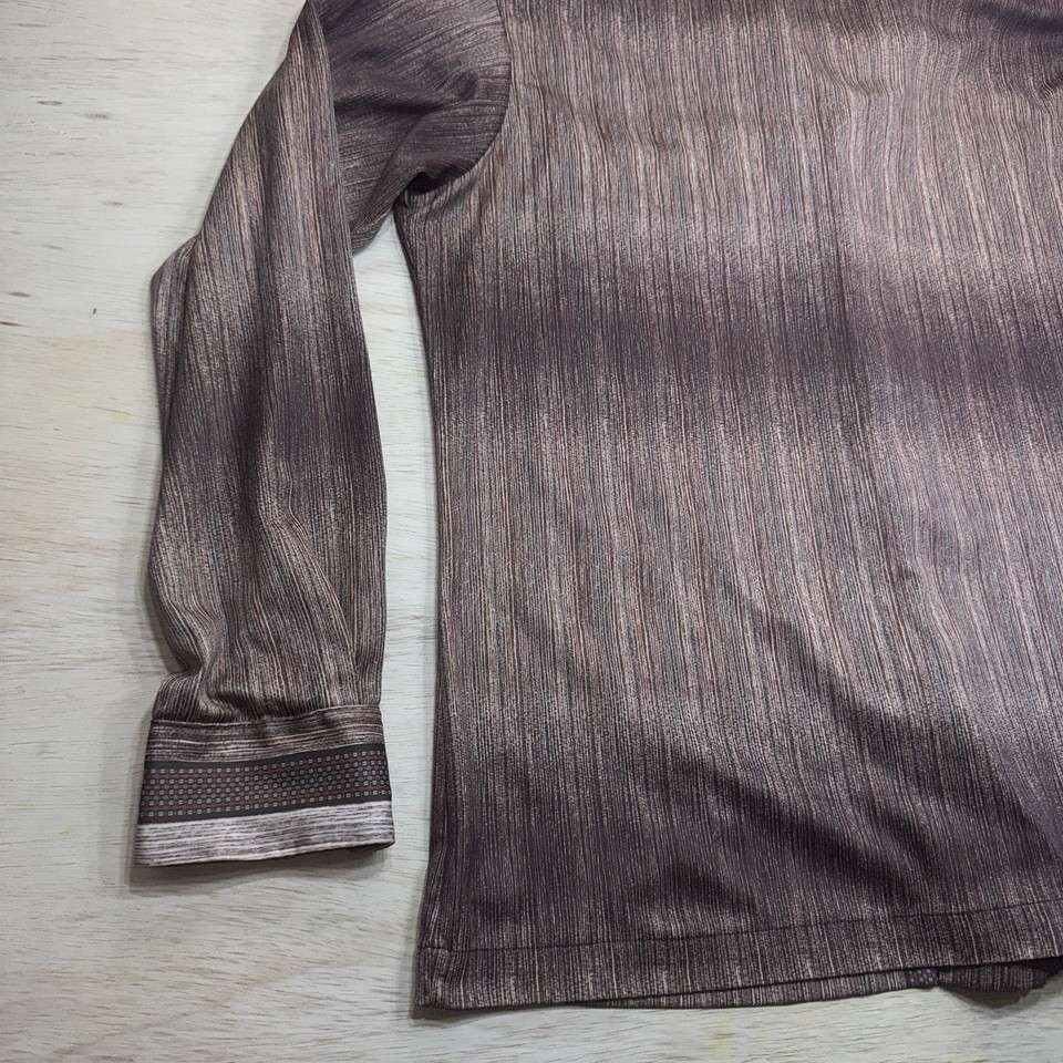 Vintage Alan Stuart Shirt Men XL Wood Grain Pattern Long Sleeve Button ...