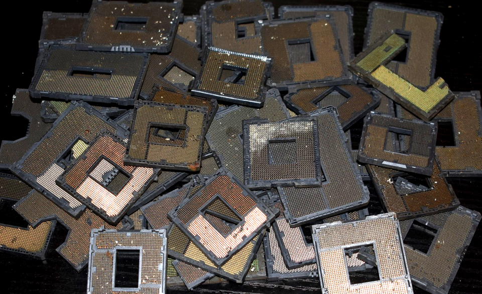 16oz SCRAP CPU GOLD recovery connectors 54+ SOCKETS pads w/ PLATED PINS ...