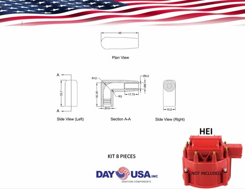 HEI 90 Degree Curved Style Distributor Boot & Terminal Spark Plug Wire ...
