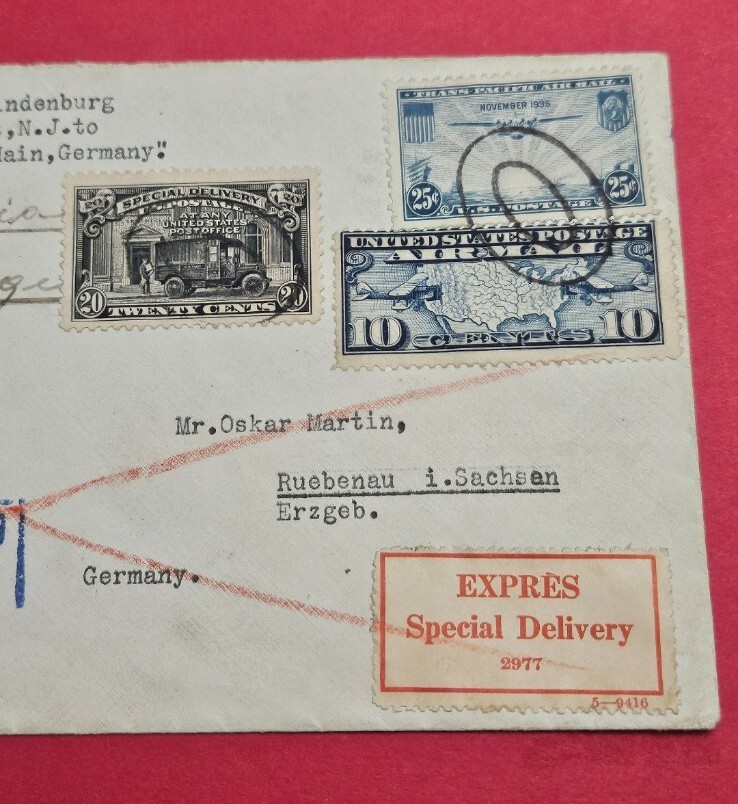 Vintage 1936 Zeppelin Hindenburg Letter Postmark Delivered Envelope ...
