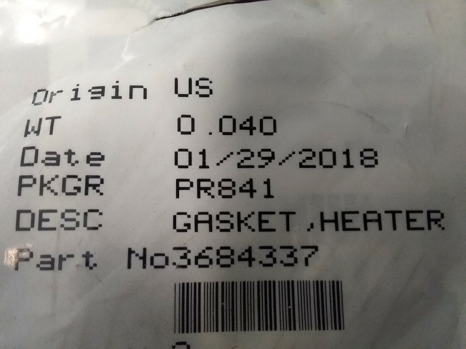 CAT Heater Gasket 3684337 | eBay